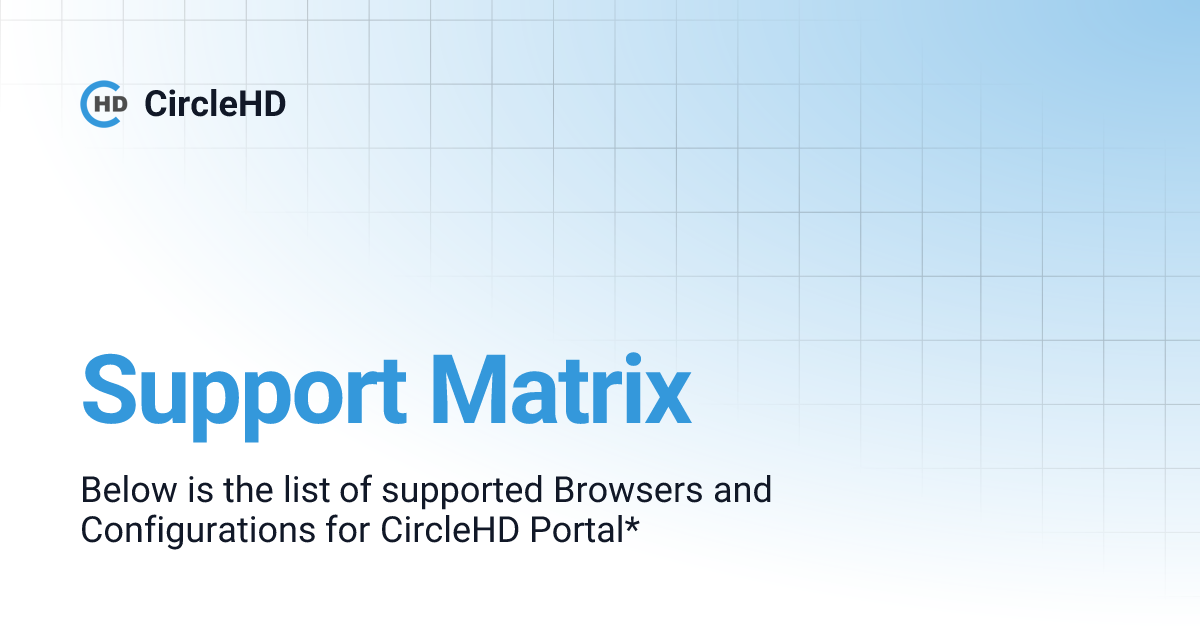 Support Matrix | CircleHD